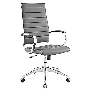 Modway Jive Ribbed High Back Tall Executive Swivel Office Chair With Arms In Gray
