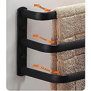 Towel Rack Bathroom Towel Holder Wall Mounted Multilayer Dislocation Space Aluminum Towel Rack Towel Stands for Bath Hotel Kitchen(Size:Double Layer 40CM Color:Black)(White,Triple Layer 60CM)