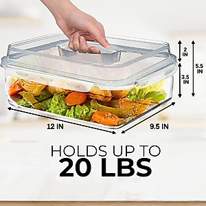 4800 ML / 163 oz / 21 Cup LARGE Glass Food Storage Container with Airtight Locking Lid. Ideal Storing food, Vegetables, Fruits. Baking Casserole, Lasagna, Roasting Turkey, Chicken BPA Free Oven Safe