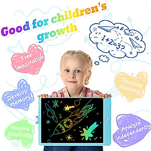 LCD Writing Tablet for Kids - Youasic Drawing Doodle Board 10inch Colorful Toddler Pad Learning Toys Gift 3 4 5 6 7 8 Year Old Girls Boys (Blue) Blue, with a bag