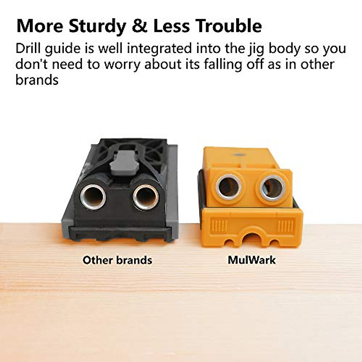 MulWark Mini Wood Pocket Hole Jig Kit - Two Pocket Screw Jig Kit with Drill Guide, Square Driver Bit, Hex Wrench, Step Drill Bit, Wooden Plugs and Screws - Mini Pocket Jig Hole Kit for Joinery Work