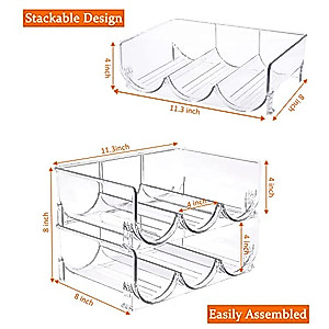 Geelyda Water Bottle Storage Organizer, 2 Pack 6 Water Bottle Holder for Cabinet - Fridge Cabinet Kitchen Organizer for Champagne Wine Water Bottles, Stackable Water Bottle Organizer for Refrigerator