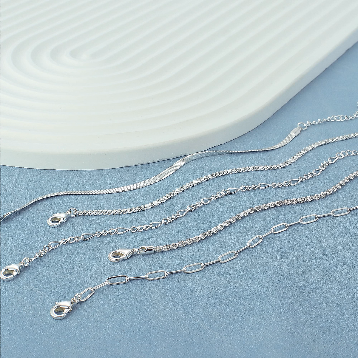 AOZEL Ankle Bracelets for Women, 925 Sterling Silver Plated Anklets Bracelet for Women Waterproof Cuban Link Chain Anklet Non Tarnish