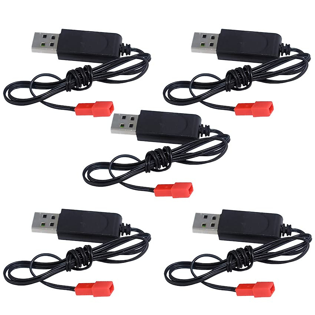 5PCS 3.7V 500mA USB Charger JST Plug with Charge lamp for 1S LiPO Li-Ion Battery