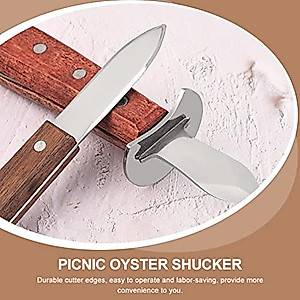 Angoily Hand Oyster Shucker 3Pcs Stainless Steel Oyster Knives with Wood Handle Shucker Oyster Shucking Tool Clam Shellfish Seafood Opener Practical Kitchen Oyster Knife Shucker