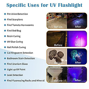 Beike UV Flashlight Black Light, Powerful Small Blacklight Flashlight UV Light, 12 LED Mini Black Light Flashlight, Pet Urine Detector Light for Pet Urine Detection (Dog Cat), Scorpion, Resin Curing