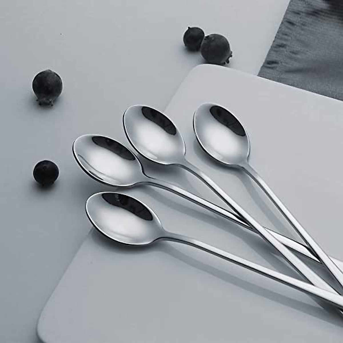 Long Handle Iced Tea Spoons, IQCWOOD 9-Inch Long Handle Tea Spoons, Coffee Spoon, Ice Cream Spoon, Stirrers Spoons, Stainless Steel Cocktail Stirring Spoons, Set of 4