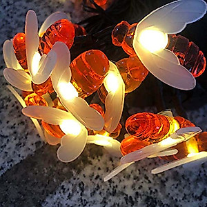Solar Bee String Lights, 100 Led Solar Fairy Lights with 8 Lighting Modes, Suitable for Outdoor Wedding Home Garden Terrace Party (Warm White)