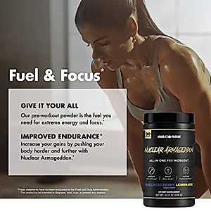 Anabolic Warfare Nuclear Armageddon Pre Workout Powder Pre-Workout for Men & Women with L-Citrulline, Beta Alanine Powder and Caffeine (Ballistic Berry Lemonade - 30 Servings)