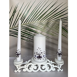 Unity Candle Holder-Unity Candle Stand-Unity Candle Holder Set-Pillar Candle Holder-Wedding Gift -Ceremony Decoration-Wedding Centerpiece (Pattern)