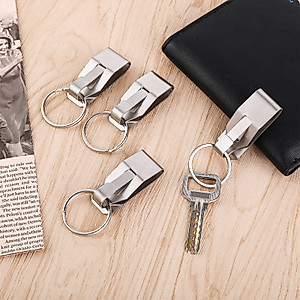TIESOME 4pcs Belt Key Clip Key Chain, Belt Security Metal Key Holder for Car Keys Key Chain and Men Women Home Office Supplie (Silver)