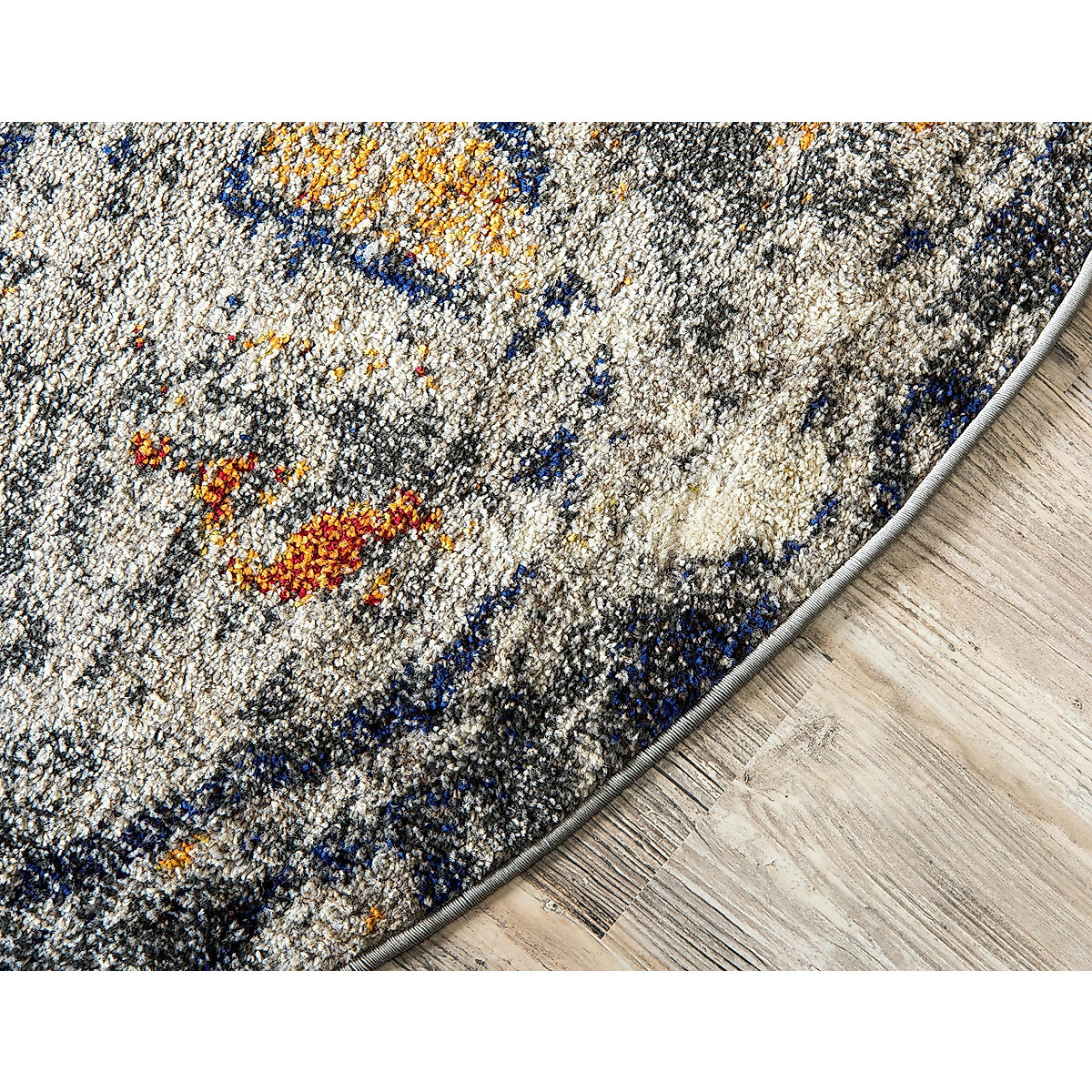 Unique Loom Vita Collection Modern Over-Dyed Center Medallion Vintage Area Rug, 4 ft x 4 ft, Gray/Ivory