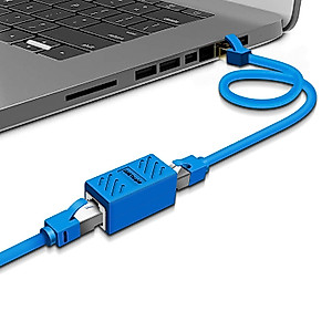 RJ45 Coupler, Cat6 RJ45 Coupler Ethernet Extension, Network Connectors for Cat7/Cat6/Cat5e/Cat5 Ethernet Cable - Network Cable Coupler Female to Female (Blue-5 Pack)