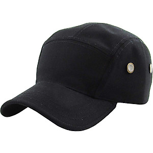 KBK-1455 BLK Five Panel Solid Color Unisex Adjustable Army Military Cadet Cap