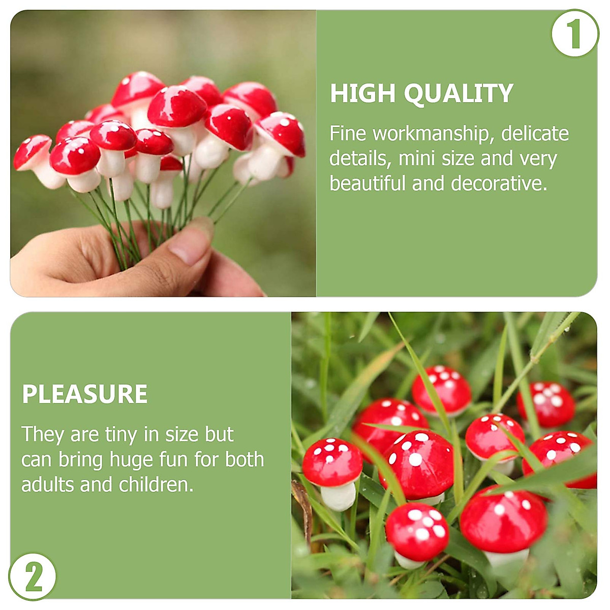 DOITOOL 50pcs Mini Foam Mushroom for Garden Ornament Flower Pots Bonsai Micro Landscape Decor (Red)