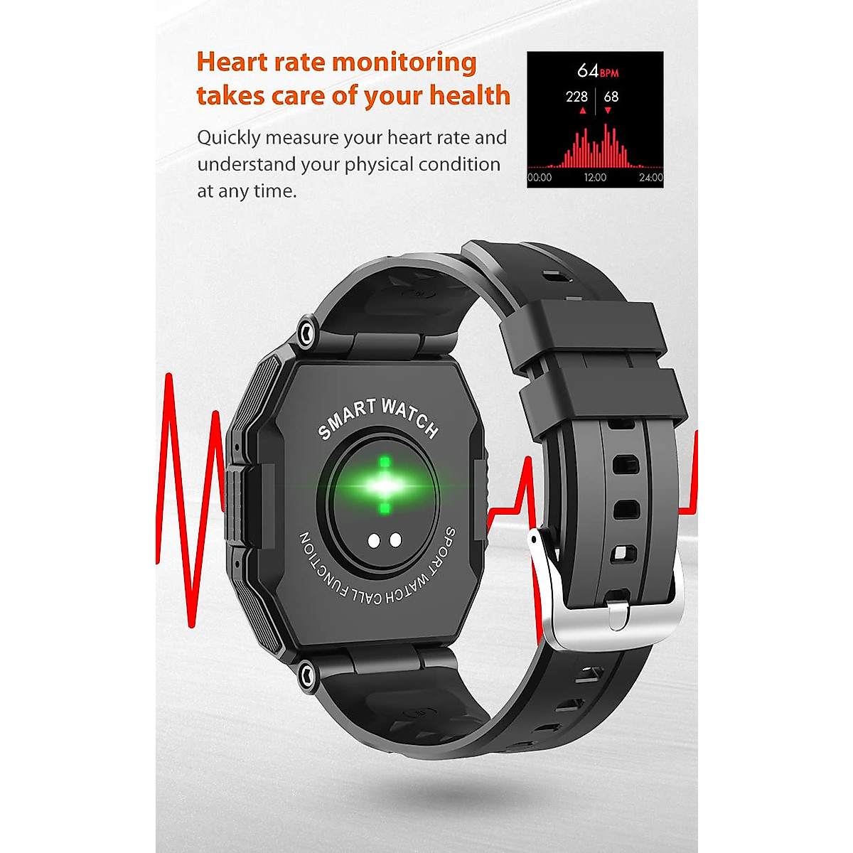 Smart Watches for Men Activity Fitness Tracker with Bluetooth Call Heart Rate Blood Pressure Blood Oxygen Sleep Monitor IP67 Waterproof 1.54" Touch Screen Smart Watch for iOS Android (Black)
