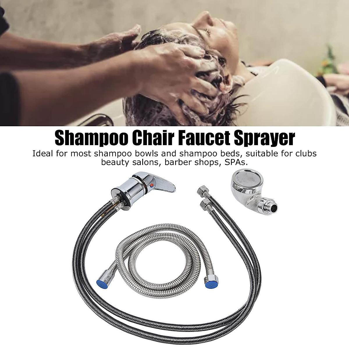 Pasamer Shampoo Chair Faucet Sprayer, Plating Salon Sink Faucet Sprayer Set with 120cm Sprayer Hose for Clubs, Beauty Salons, Barber Shops, SPAs, Shanryasx0cpm8fey