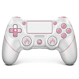 AceGamer 2 Pack Wireless Controller for PS4, Thumb Caps Included! (Gold-Skull and Pink-White)