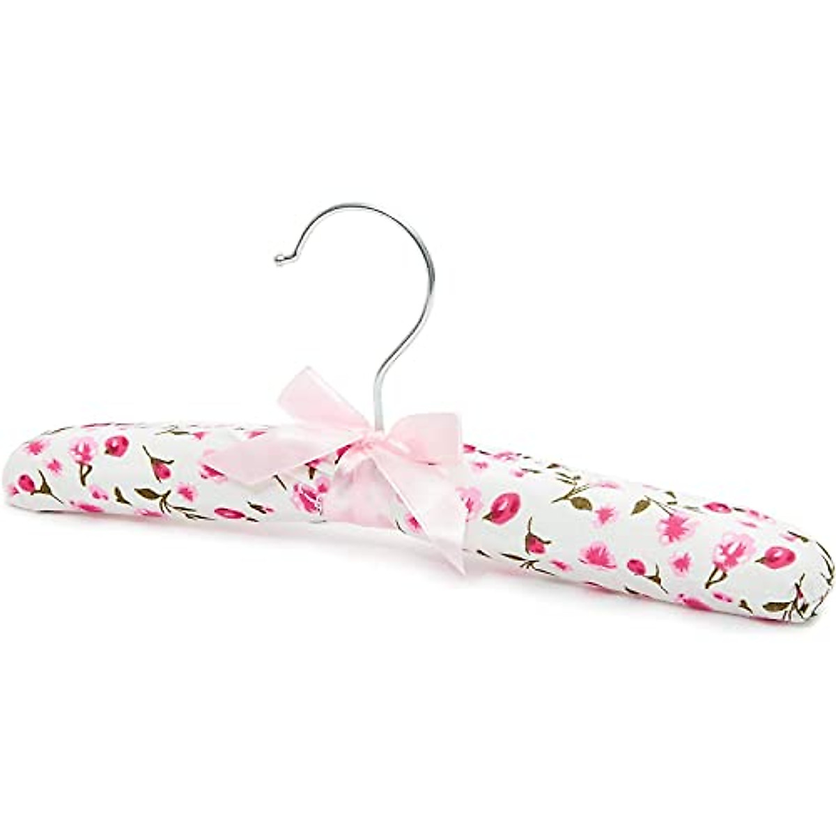 Satin Padded Hangers for Kids Nursery, Pink Floral (9.5 in, 12 Pack)