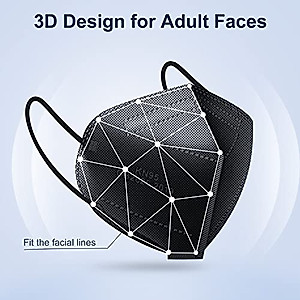 25PCS KN95 Face Mask, 5-Ply Safety Masks for Aldult Men & Women Filter Efficiency≥95% (Blue, Black, Grey)
