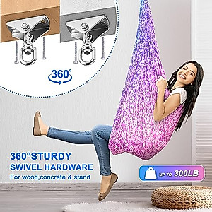Levligle Sensory Swing for Kids Indoor - Outdoor Double-Layer Hammock Swing Special Needs Sensory Joy Therapy Cuddle Chair with 360° Swivel Hanger Kit Adjustable Swing for Aspergers Autism ADHD Adults