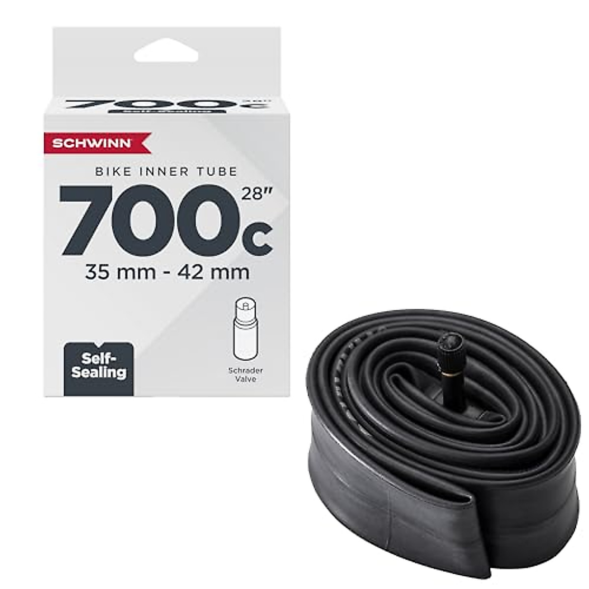 Schwinn Replacement Bike Inner Tube, Traditional and Self-Sealing, Self-sealing, 700c x 35-42mm, Black
