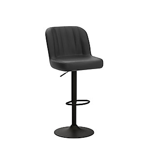 DICTAC Leather Bar Stools Set of 2, Black Barstools Bar Height Set of 2, Swivel Counter Height Bar Stools, Adjustable Bar Chairs for Kitchen, Capacity 400lbs