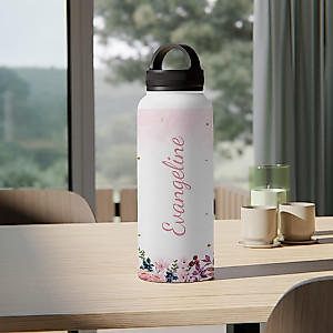 wowcugi Personalized Water Bottle Initial Letter Monogram Sport Stainless Steel Insulated Sports Bottles Custom Birthday Christmas Back To School Customized Gifts For Women Girls Kids Teen Tween