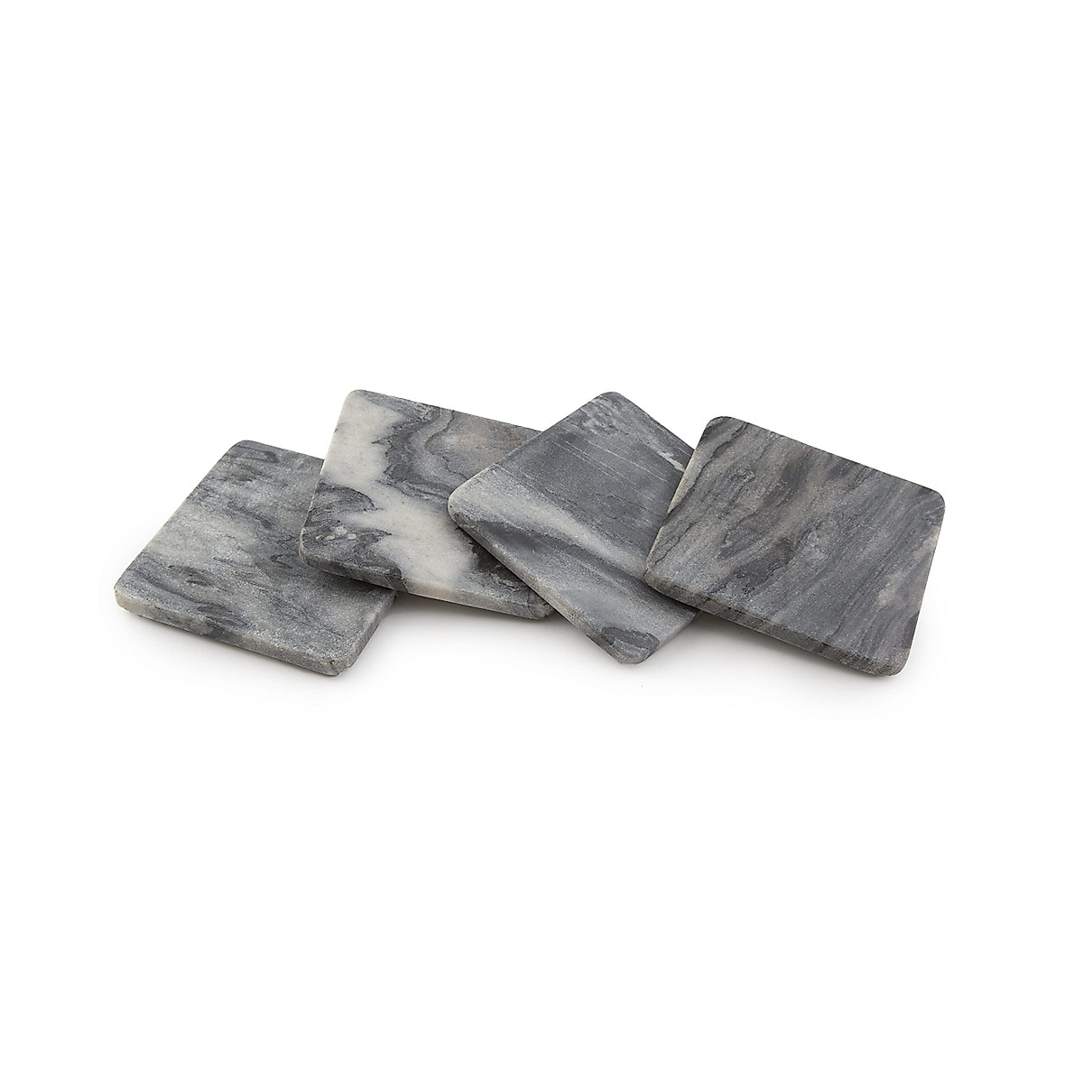 Thirstystone 4 Pack Natural Marble Square Coasters with Protective Cork Backing, Elegant, Luxourious, Easily Wipes Clean