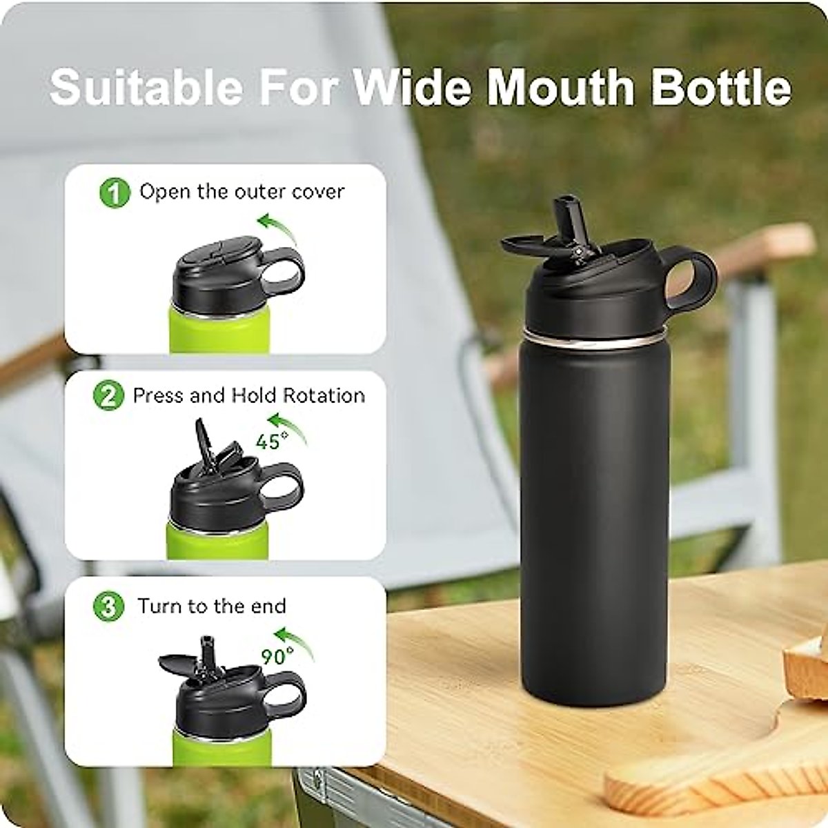 Prurex Straw lid for Hydro Flask 12-64 oz Wide Mouth,Replacement Lid with Straw for Hydroflask/Thermoflas/Iron Flask/Takeya/Simple modern 2.28"Wide Mouth Bottles（1 pack)