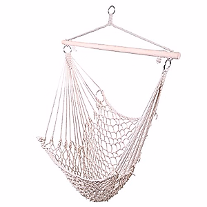 Kcelarec Rope Hammock Cradle Chair,Cotton Hanging Rope Swing Chair for Indoor Outdoor Bedroom Garden Yard Patio