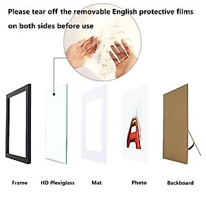 Wiscet 8x10 Picture Frame Set of 3, Display Pictures 5x7 with Mat or 8 x 10 Without Mat, Photo Frame for Wall Mounting or Tabletop Display, Black