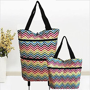 VALINK Shopping Cart with Wheels,2 in 1 Trolley Folding Hand-Pulling Shopping Bag,Portable Reusable Zipped Handbag Grocery Cart