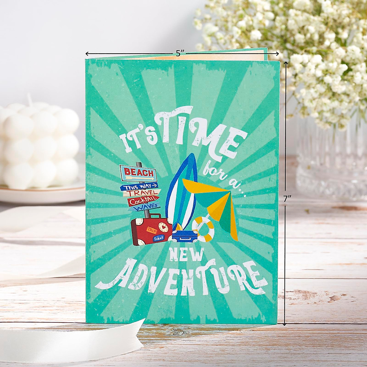 POPWOW Car Pop Up Card, Beetle Bug, New Adventure, Road Trip, Vacation 3D Travel Card for Birthday, Graduation, Congratulations, Retirement, Work Anniversary, Farewell, Goodbye, Bon Voyage, 5x7