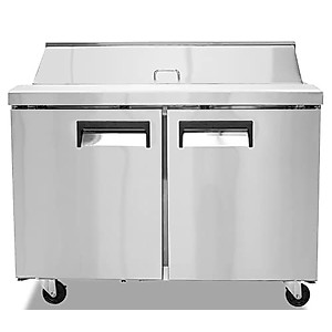 FSE 47-Inch Two-Door Refrigerated Commercial Salad/Sandwich Prep Table, 12 Cubic Feet, Stainless Steel, 115 v, (MRSL-2D)