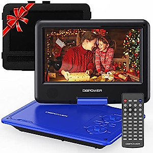 DBPOWER 11.5" Portable DVD Player, 5-Hour Built-in Rechargeable Battery, with 9" Swivel Screen, Support CD/DVD/SD Card/USB, with Remote control, 1.8M Car Charger and Power Adaptor (Blue)