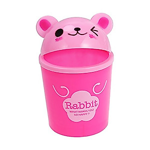 TOYMYTOY Desktop Trash Can Cartoon Animals Wastebasket Rubbish Storage Bin Mini Garbage Organizer (Pink Rabbit)