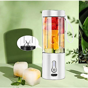 Meichoon Portable Blender Cup USB Charging Juice Mug 530ml/18.7oz 6 Blades with Carrying Strap for Juice Vegetable Smoothie Milkshake LB38 White