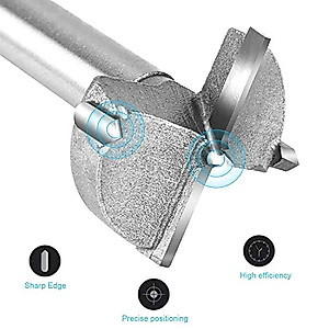 ASNOMY 5PCS Large Size Forstner Drill Bit Boring Woodworking Hole Saw Set, 40/45/50/60/70mm Carbide Steel Hinge Cutter Tool Kits for Wood Plastic Plywood(Large Size)