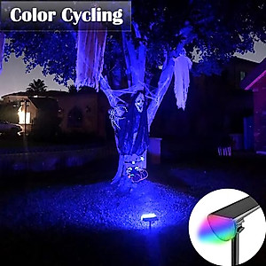 CASAZERO Solar Landscape Spotlights, Color Changing RGB Landscape Path Lights with 24LEDs 6500K 600LM Waterproof Tree Lights Solar Halloween Lights-2 Pack
