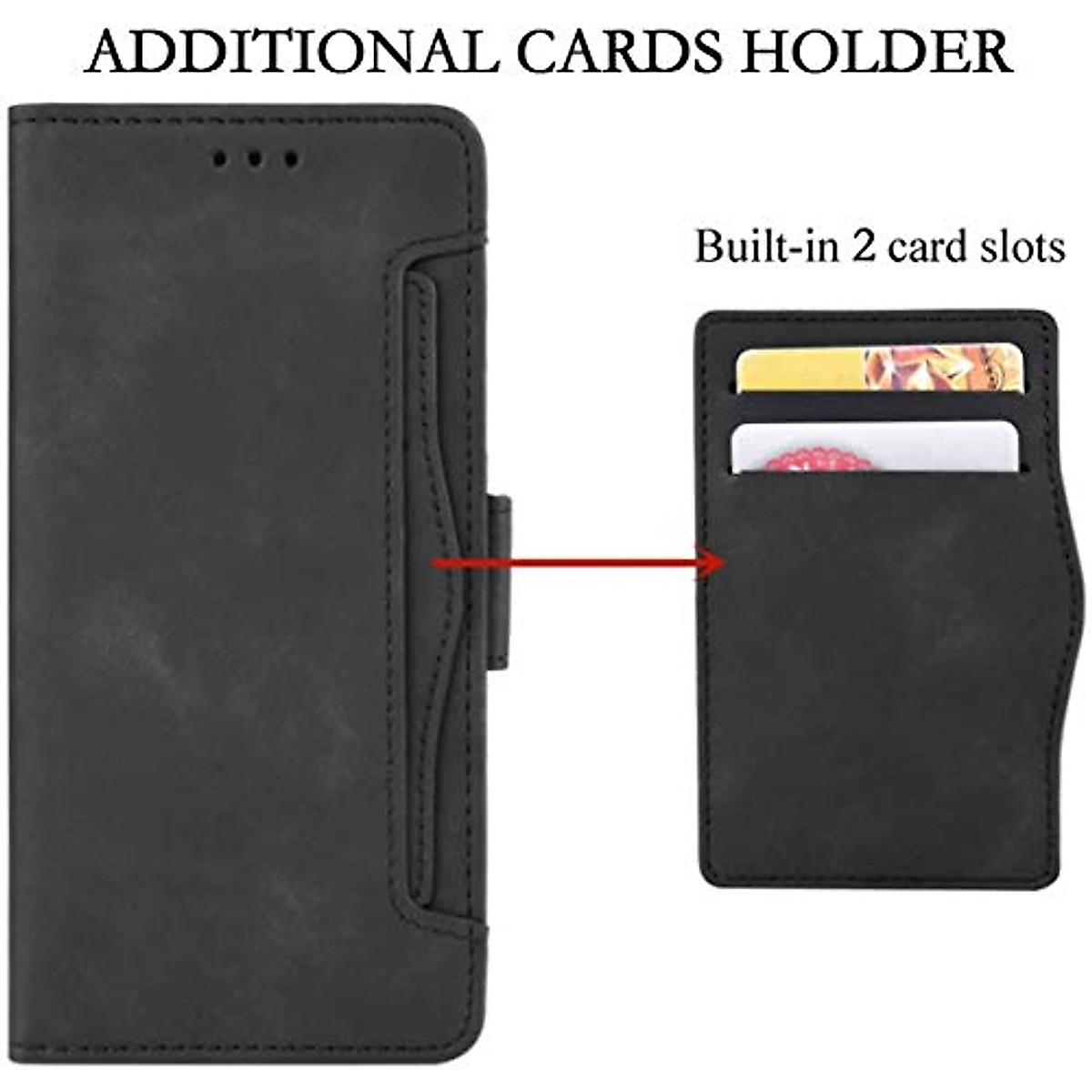 HualuBro ZTE Axon 10 Pro Case, Magnetic Full Body Protection Shockproof Flip Leather Wallet Case Cover with Card Slot Holder for ZTE Axon 10 Pro 5G Phone Case (Black)