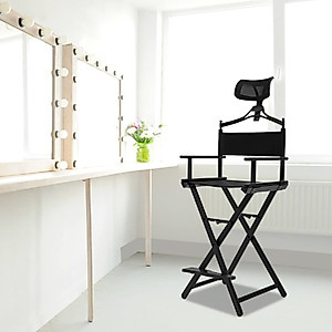 ZHFEISY Makeup Chair Foldable Chair for Camping Directors Chair Outdoor Chair with Backrest Cushion Pedal for Studio Salon Vanity