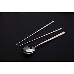 Korean Style Stainless Steel Spoons and Chopsticks set (2 Set-MoMo)