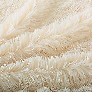 Reafort Luxury Long Hair, PV Fur, Faux Fur Body Pillow Cover/Case 21inx54in with Hidden Zipper Closure (Cream, 21inX 54in Pillow Cover)