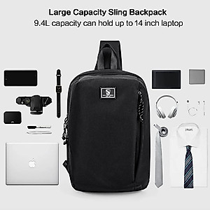 OIWAS One Strap Backpack Men - 14 Inch Sling Bag Boys Single Strap Backpack Lightweight Women Large Crossbody Shoulder Bag