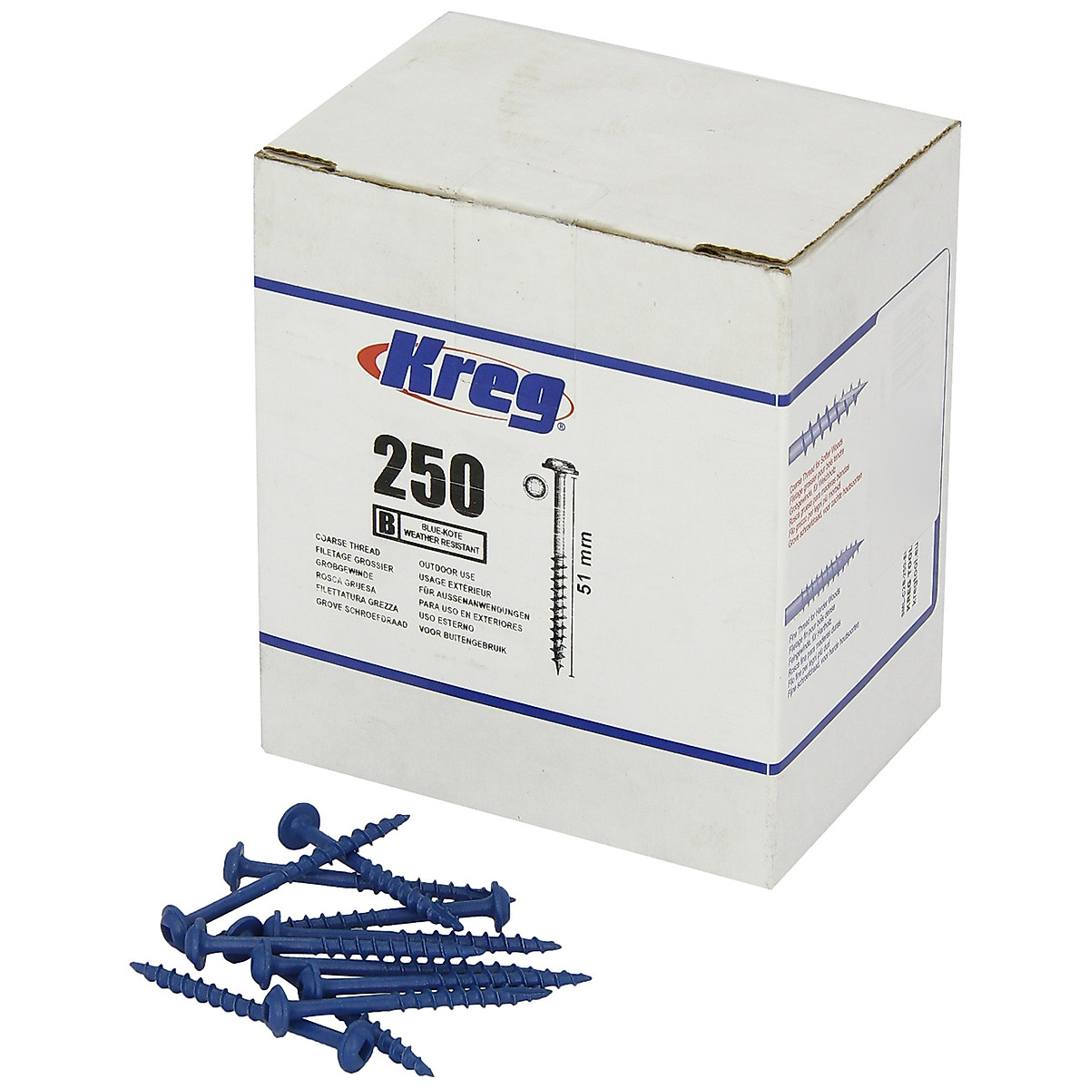 Kreg No. 8 x 2 in. L Square Maxi-Loc Head Blue-Kote Steel Pocket-Hole Screw 250 count