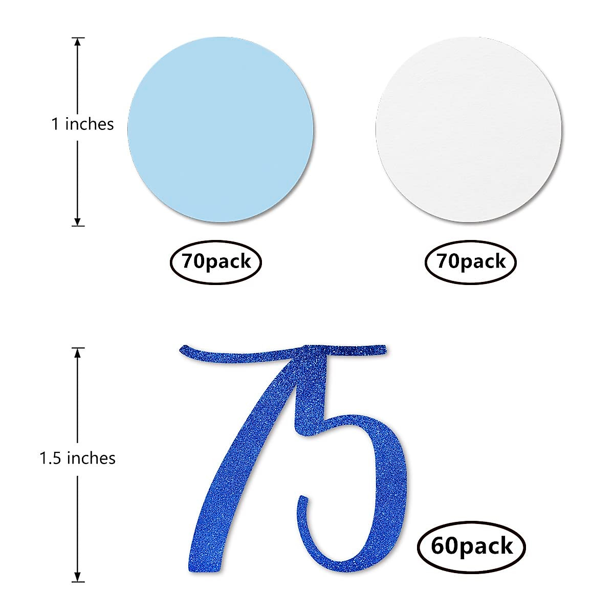 Blue Glitter 75 Confetti, 75th Birthday Number Confetti, 200pcs Anniversary Party Table Decoration Supplies
