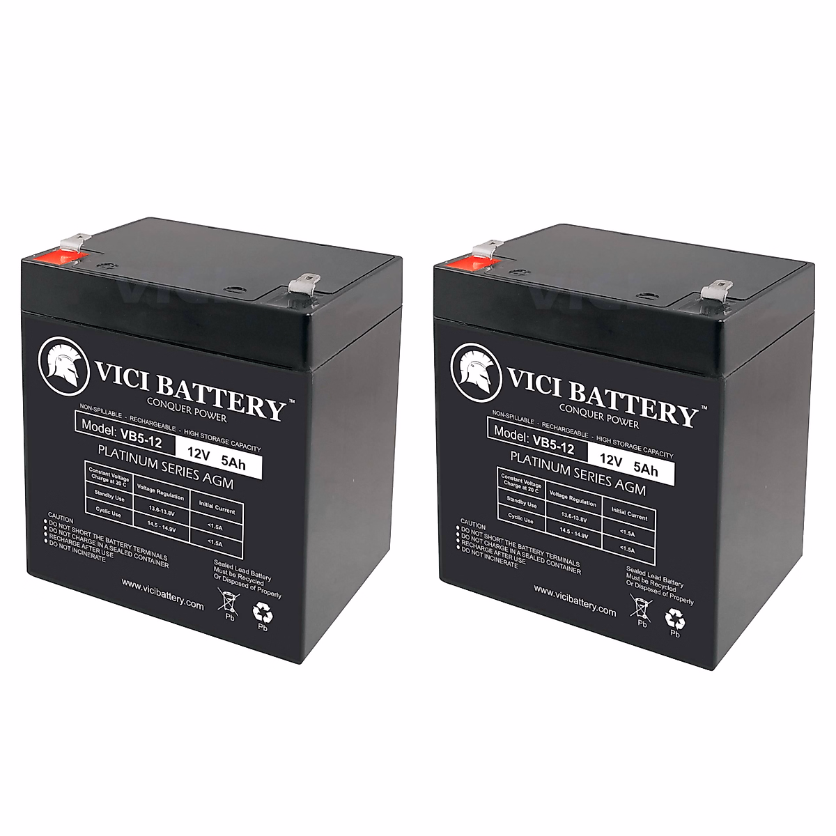 VICI Battery 12V 5AH SLA Battery Replaces pc1250 ub1250 ca1240 bp5-12 es4-12 - 2 Pack Brand Product