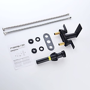 FRANSITON Waterfall Bathroom Faucet Lavatory 2 Handle 3 Hole 4 Inch Bathroom Sink Faucet Washbasin Faucet with Deck and Pop-up Drain Black Centerset Bathroom Faucet