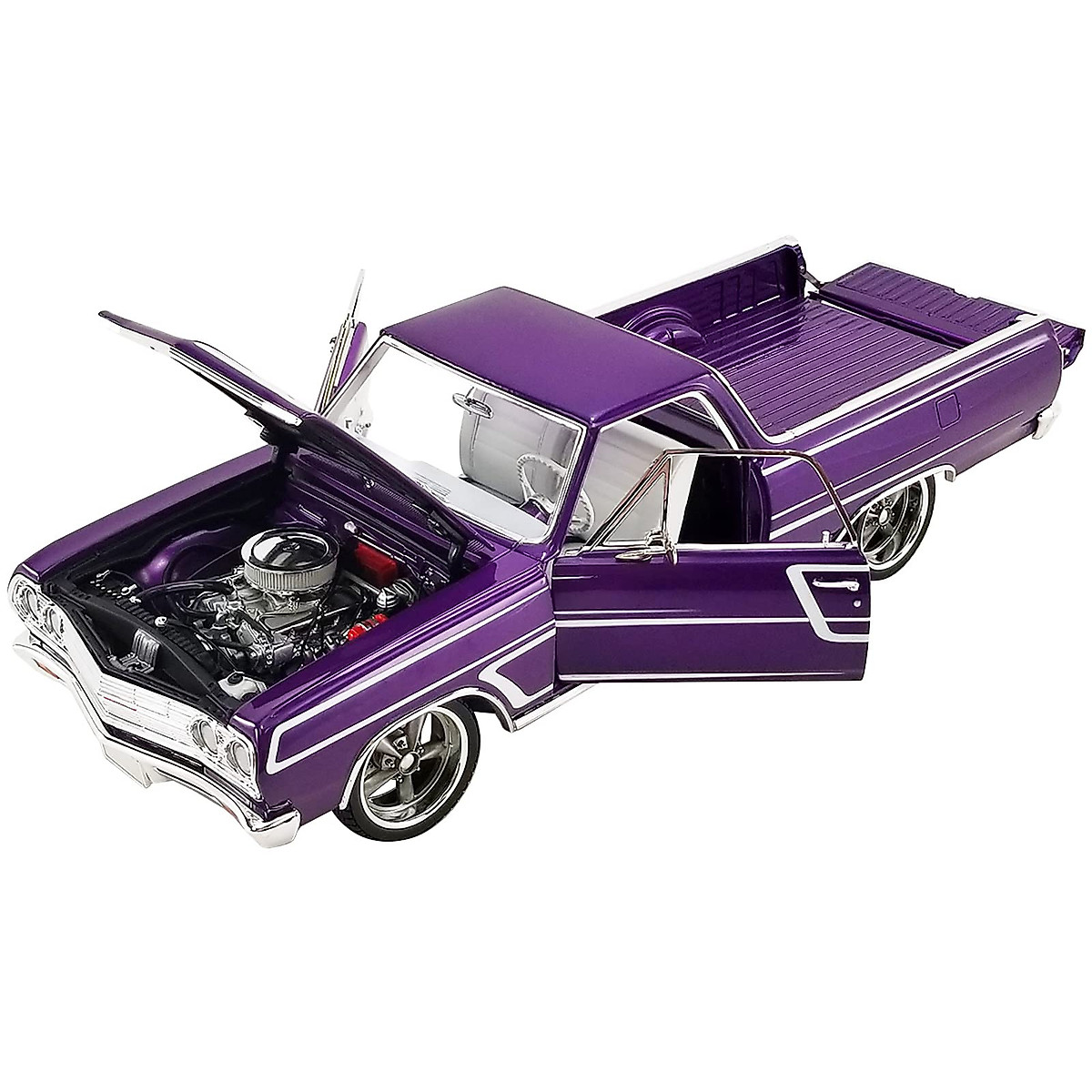 1965 Chevy El Camino SS Custom Cruiser Purple Met w/White Graphics Limited Edition to 678 Pieces Worldwide 1/18 Diecast Model Car by Acme A1805413
